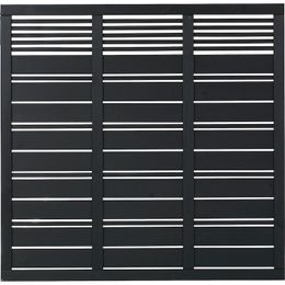 Plus Sichtschutzelement &raquo;Silence&laquo; H&ouml;he: 170 cm, Gesamtl&auml;nge 5,64 bis 13,04 m, zum Einbetonieren schwarz Massivholz, Stahl H/L: 170cm x 11,19m, Pfosten