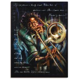 Artland Leinwandbild &raquo;Posaunen Melodien&laquo; Musiker 1 Stk. tlg. auf Holzrahmen gespannt schwarz Leinwand B/H/T: 60cm x 80cm, Leinwandbild Musiker Hochformat, 1 
