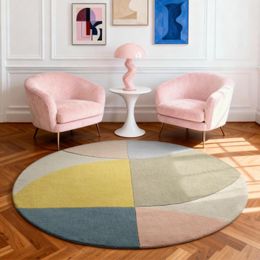 Ted Baker Wollteppich &raquo;Savile&laquo; rund 17 mm H&ouml;he Wolle, Naturteppich, Handgemacht, Wohnzimmer, Schlafzimmer, bunt Wolle &Oslash; 160cm 1 Stk., 17mm, &Oslash; 160cm