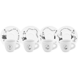 Bialetti Espressotasse &raquo;Carosello&laquo; mit dem unverwechselbaren -M&auml;nnchen, 8-teilig, je 80 ml wei&szlig; Porzellan 80ml, 8 Stk.