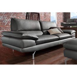 Calia italia 3-Sitzer &raquo;Dave, italienisches Design, erstklassiger Sitzkomfort, Breite 221cm&laquo; in zwei Lederqualit&auml;ten und toller Detailverarbeitung grau