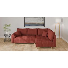 Home Affaire Ecksofa &raquo;CHARRE L-Form mit Ottomane, Ma&szlig;e B/T/H: 231/161/81 cm&laquo; feine Steppung, lose R&uuml;cken- und Zierkissen, auch in Cord und Boucl&eacute; rot 