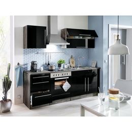 KOCHSTATION Herdumbauschrank &raquo;KS-Samos&laquo; 60 cm breit schwarz eichefarben vintage, B/H/T: 60cm x 85cm x 60cm