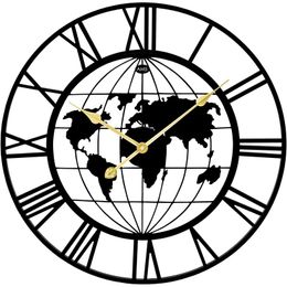 AMS Unisex AMS Wanduhr Quarzuhr, Metall, Wohnzimmer, Esszimmer, K&uuml;che, Arbeitszimmer, B&uuml;ro schwarz &Oslash; 60cm