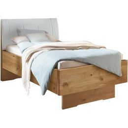 Wiemann Holzbett &raquo;Cardiff, Bettgestell, Bettrahmen, teilmassiv, mit Polsterkopfteil&laquo; Belastbarkeit 110/220 Kg, 4-fache h&ouml;henverstellbar, MADE IN 