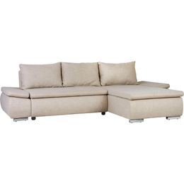 Home Affaire Ecksofa &raquo;Acra L-Form&laquo; mit Bettfunktion und Bettkasten, in Mattenoptik beige 100% Polyester B/H/T: 266cm x 83cm x 175cm, Struktur, 