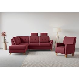 Sit & More sit&more Ecksofa &raquo;G&ouml;teborg&laquo; inkl. Sitztiefenverstellung, wahlweise mit Bettfunktion & Bettkasten rot B/H/T: 250cm x 90cm x 226cm, Luxus-Microfaser 