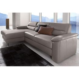 Sit & More sit&more Ecksofa &raquo;Top Ascara L-Form&laquo; inklusive Boxspring/Federkern-Polsterung, komfortablem Federkern grau NaturLeder;Luxus-Microfaser (100% Polyester