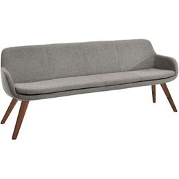 Musterring Essbank &raquo;Tavia&laquo; Stativgestell Wildnussbaum massiv ge&ouml;lt, Breite 180, 200 oder 220 cm grau 100% PES B/H/T: 200cm x 87cm x 66cm, Chenille