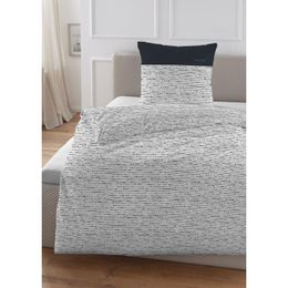 HECHTER PARIS Wendebettw&auml;sche &raquo;0041307&laquo; 2 Stk. hautsympathisch, 100% Baumwolle, Rei&szlig;verschluss, ganzj&auml;hrig, LOGO blau Renforc&eacute;, Obermaterial: 100% 