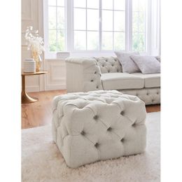 Home Affaire Polsterhocker &raquo;Kalina&laquo; mit klassischer Chesterfield-Knopfheftung, passend zur Serie "Kalina" beige Struktur (100% Polyester);Samtoptik (