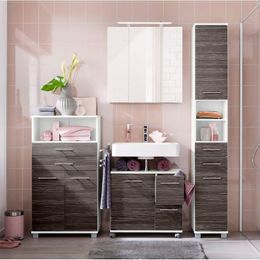 Welltime Waschbeckenunterschrank &raquo;Emmi, Breite 65 cm made in Germany&laquo; Siphonausschnitt, Metallbeschl&auml;ge grau FSC -zertifizierter Holzwerkstoff 