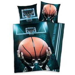 Herding's Young Collection Jugendbettw&auml;sche &raquo;Basketball&laquo; 2 Stk. mit Basketballkorb bunt Renforc&eacute;, Obermaterial: 100% Baumwolle B/L: 135cm x 200cm, 1 Stk., 1 Stk., Renforc&eacute;, B/L: