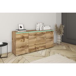 Home Affaire Sideboard &raquo;VERA, grifflos&laquo; verstellbare Einlegeb&ouml;den, Wahlweise mit oder ohne Beleuchtung braun B/H/T: 150cm x 67,9cm x 39,5cm,mit 