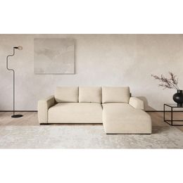 COTTA Ecksofa &raquo;Giro L-Form,B: 252 cm, abgerundete Kanten, bequeme Wellenunterfederung&laquo; +PUR Schaum, opt. Schlaffunktion + Bettkasten,LF 202x128cm 