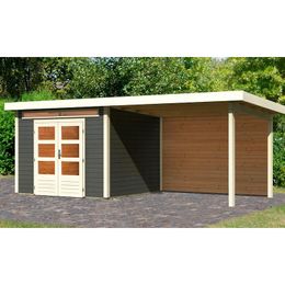 Karibu Gartenhaus &raquo;Ammersee 4&laquo; grau Holzwerkstoff ohne Fu&szlig;boden, R&uuml;ckwand, ohne Dacheindeckung