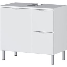 Germania Waschbeckenunterschrank &raquo;GW-Mauresa&laquo; in 2 Breiten, mit Schublade (+ Klappe), Soft-Close, Made in Germany wei&szlig; B/H/T: 60cm x 56cm x 34cm, 