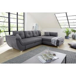 Jockenh&ouml;fer Ecksofa &raquo;Maranello L-Form, B: 330 cm&laquo; mit Schlaffunktion, Bettkasten & Zierkissen grau Luxus-Microfaser (100% Polyester);Kissen: 45% Polyacryl, 34% 