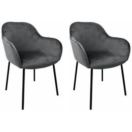 OTTO home Esszimmerstuhl &raquo;Dannika&laquo; (Set) 2 Stk.pflegeleichter Veloursstoff, schwarze Metallbeine, Sitzbreite 41 cm grau 100% Polyester B/H/T: 59cm x 