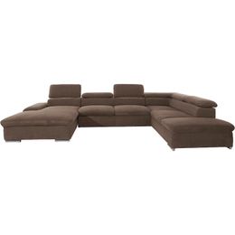 Sit & More sit&more Wohnlandschaft &raquo;Alcatraz U-Form&laquo; wahlweise mit Schlaffunktion braun Struktur fein (97% Polyester, 3% Polyamid);Luxus-Microfaser ALTARA NUBUCK
