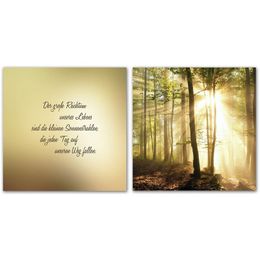OTTO home Leinwandbild &raquo;Der gro&szlig;e Reichtum unseres Lebens sind...&laquo; Premium Leinwandstoff, Handarbeit aus Deutschland, Sonnenuntergang beige Canvas, 