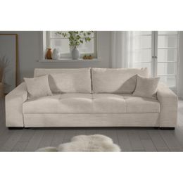 Collection AB Schlafsofa &raquo;Kreta, B: 248 cm, Liegefl. 137x195 cm&laquo; Schlaffunktion, Bettkasten & 2 Zierkissen, optional mit Topper beige 100%Polyester B/