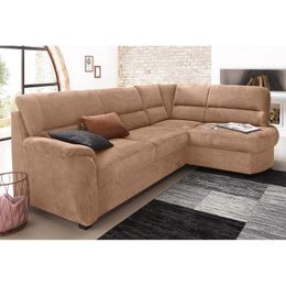 Sit & More sit&more Ecksofa &raquo;Pandora L-Form&laquo; wahlweise mit Schlaffunktion und Bettkasten braun Luxus-Microfaser ALTARA NUBUCK (100% Polyester);Luxus-Microfaser 