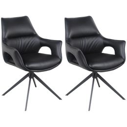 Home Affaire Drehstuhl &raquo;Sienna&laquo; (Set) 2 Stk.2er Set schwarz Leder B/H/T: 63cm x 91cm x 66,5cm, 2 Stk., Echtleder uni