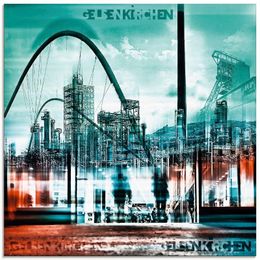 Artland Glasbild &raquo;Gelsenkirchen Skyline Collage 02&laquo; Deutschland 1 Stk. tlg. in verschiedenen Gr&ouml;&szlig;en gr&uuml;n B/H/T: 30cm x 30cm, Glasbild Deutschland quadratisch,