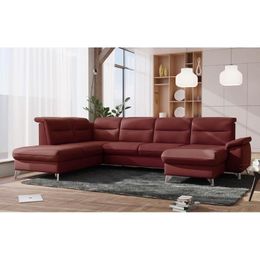 Sit & More sit&more Wohnlandschaft &raquo;Astoria U-Form&laquo; wahlweise mit motorischer Relaxfunktion rot 100% Polyester B/H/T: 327cm x 91cm x 225cm, Luxus-Microfaser 