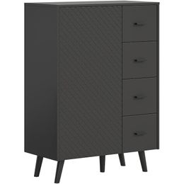 Home Affaire Kommode &raquo;RHOMBUS,hochwertige MDF-Front mit Karo-Optik&laquo; 1 Stk. tlg. Kommode, Anrichte, Wohnzimmer, Esszimmer schwarz B/H/T: 84cm x 114cm x