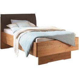 Wiemann Holzbett &raquo;Cardiff, Bettgestell, Bettrahmen, teilmassiv, mit Polsterkopfteil&laquo; Belastbarkeit 110/220 Kg, 4-fache h&ouml;henverstellbar, MADE IN 