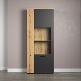 Home Affaire Standvitrine &raquo;Estepona&laquo; 1 Stk. tlg. Standvitrine mit 2 T&uuml;ren - (B/T/H) 80/42/195 cm schwarz FSC -zertifizierter Holzwerkstoff, Glas, 