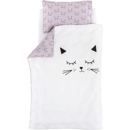 Tr&auml;umeland Babybettw&auml;sche &raquo;kuschelweiche Bettw&auml;sche Schmusekatze&laquo; 2 Stk. wei&szlig; Jersey, Obermaterial: 100% Baumwolle B/L: 100cm x 135cm, 1 Stk., 1 Stk., Jersey, B/