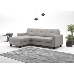 OTTO home Ecksofa &raquo;Varese&laquo; wahlweise mit Schlaffunktion und Bettkasten grau B/H/T: 239cm x 91cm x 164cm, NaturLEDER Stoff, Recamiere links, ohne 