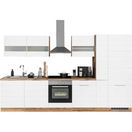 KOCHSTATION K&uuml;chenzeile &raquo;KS-Luhe&laquo; 330 cm breit, wahlweise mit oder ohne E-Ger&auml;ten, gefr&auml;ste MDF-Fronten wei&szlig; B/H/T: 330cm x 60cm, ohne E-Ger&auml;te