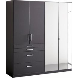 Rauch Kleiderschrank &raquo;Harburg im Schlafzimmer&laquo; Schlafzimmerschrank Schrank Garderobe mit Spiegel grau Holzwerkstoff B/H/T: 181cm x 197cm x 54cm