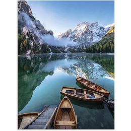 Artland Wandbild &raquo;Pragser Wildsee in S&uuml;dtirol&laquo; 1 Stk. tlg. als Alubild, Leinwandbild in verschied. Gr&ouml;&szlig;en blau B/H/T: 60cm x 80cm, Alu-Dibond-Druck Hochformat