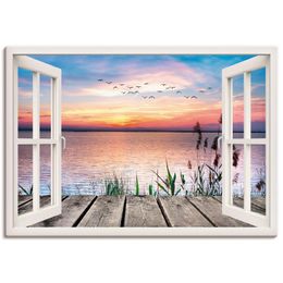 Artland Wandbild &raquo;See in den Farben der Wolken&laquo; Fensterblick 1 Stk. tlg. als Leinwandbild, Poster in verschied. Gr&ouml;&szlig;en blau Leinwand B/H/T: 100cm x 70cm, 