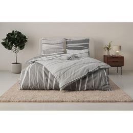 OTTO home Wendebettw&auml;sche &raquo;Alvara&laquo; 2 Stk. in Gr. 135x200 oder 155x220 cm, 100% Baumwolle, grafisches Motiv grau Linon, Obermaterial: 100% Baumwolle B/