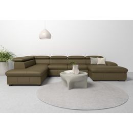 OTTO home Wohnlandschaft &raquo;Alberto U-Form&laquo; mit Kopfteilverstellung, wahlweise mit Schlaffunktion gr&uuml;n Luxus-Microfaser in Lederoptik (100% Polyester);