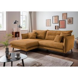 Home Affaire Ecksofa &raquo;Lazio modern und bequem, schmale Armlehnen, tolle Detailverarbeitung&laquo; zwei verschiedene Fu&szlig;farben w&auml;hlbar gold 93% Polyester, 7%