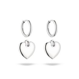 s.Oliver Damen s.Oliver Paar Creolen &raquo;mit abnehmbaren Einh&auml;ngern Herz, Chunky Heart&laquo; silber Edelstahl