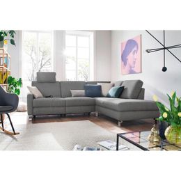 3C Candy Ecksofa &raquo;Mainau modern und elegant, mit gutem Sitzkomfort, L-Form&laquo; wahlweise mit elektrischer Relaxfunktion, Federkern grau Struktur ( 100% 