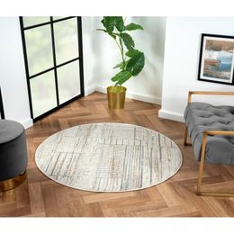 MyFlair Teppich &raquo;My Love&laquo; rund 10 mm H&ouml;he Kurzflor, Retro-Style, besonders weich durch Microfaser beige Polyester B : 120cm &Oslash; 120cm 1 Stk., 10mm, L: 120cm &Oslash; 