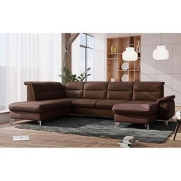 Sit & More sit&more Wohnlandschaft &raquo;Astoria U-Form&laquo; wahlweise mit motorischer Relaxfunktion braun 100% Polyester B/H/T: 327cm x 91cm x 225cm, Luxus-Microfaser 