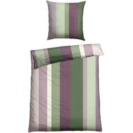 Schiesser Wendebettw&auml;sche &raquo;Vendi aus weicher Baumwolle mit lebhaften Streifen&laquo; 2 Stk. Made in Green gr&uuml;n Renforc&eacute;, Obermaterial: 100% Baumwolle B/L: 135cm x 