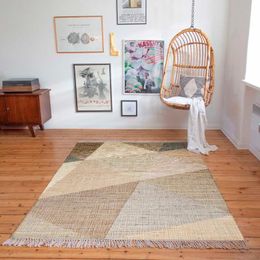 Teppich &raquo;Vincent GL-82111&laquo; rechteckig 4 mm H&ouml;he Naturfaser Teppich aus 80% Jute 20% Baumwolle, mit Fransen, Wohnzimmer braun Baumwolle, Jute B : 80cm 