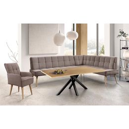 exxpo - sofa fashion Eckbank &raquo;Latte&laquo; moderne Sitz- und R&uuml;ckensteppung, bequem und elegant, hoher Holzfu&szlig; 94% PES, 6% NY B/H/T: 254cm x 95cm x 196cm, 