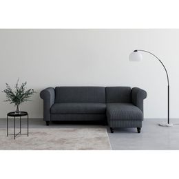 Ecksofa &raquo;Felix II, L-Form, Schlafsofa 241cm (Liegefl. 108/195 cm),&laquo; verstellb. R&uuml;ckenlehne, Recamiere wechselbar, Cord grau B/H/T: 241cm x 83cm x 